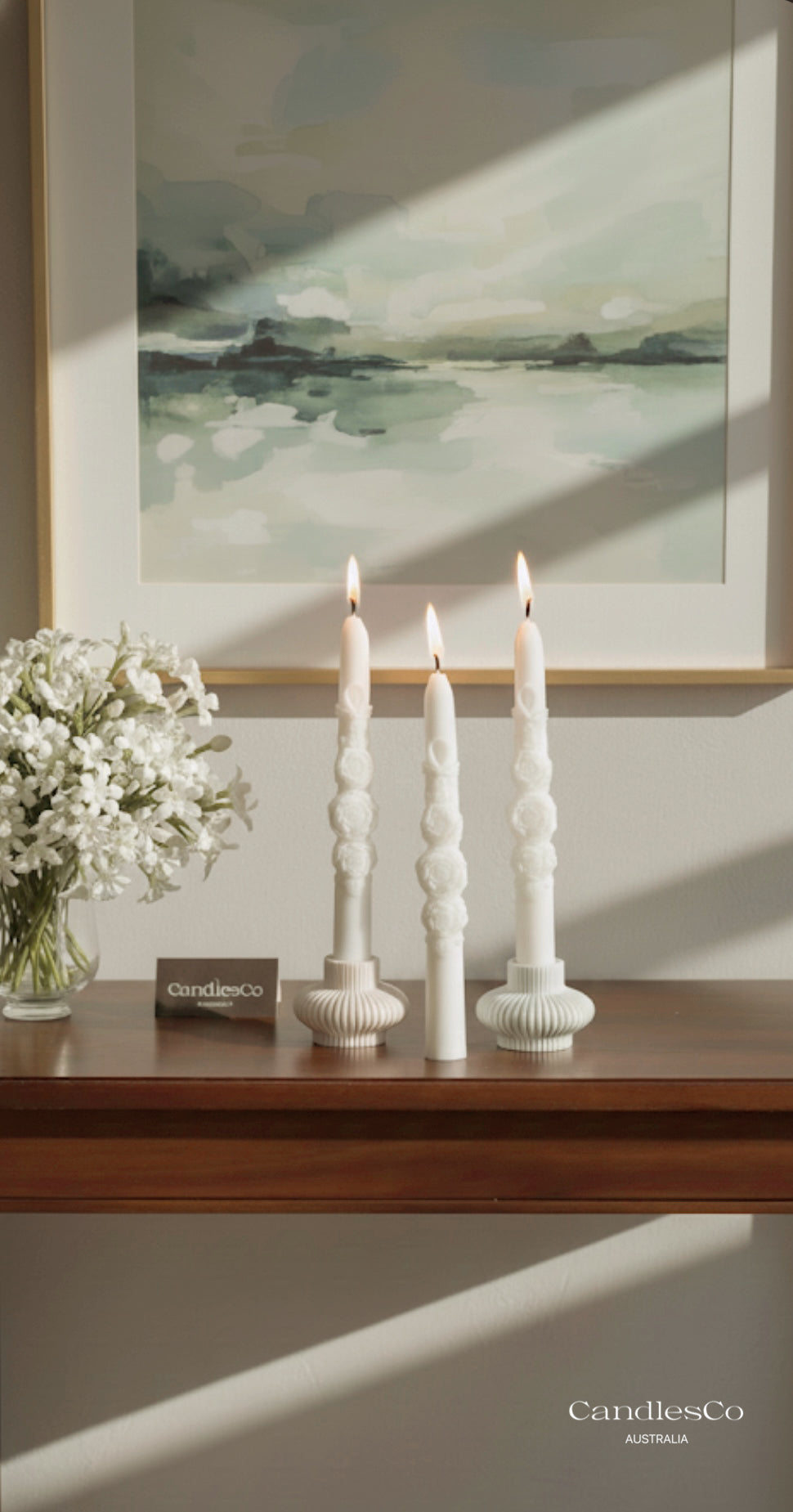 The Rose Taper | Intricate Floral Soy Candle – CandlesCo Australia